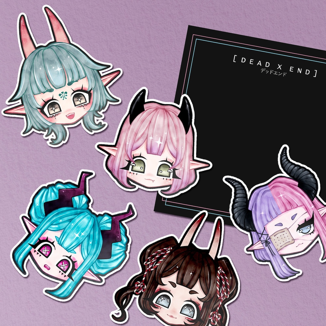 Vinyl Waterproof Anime Chibi Sticker Set | Shrine Maiden Kawaii Demon ...