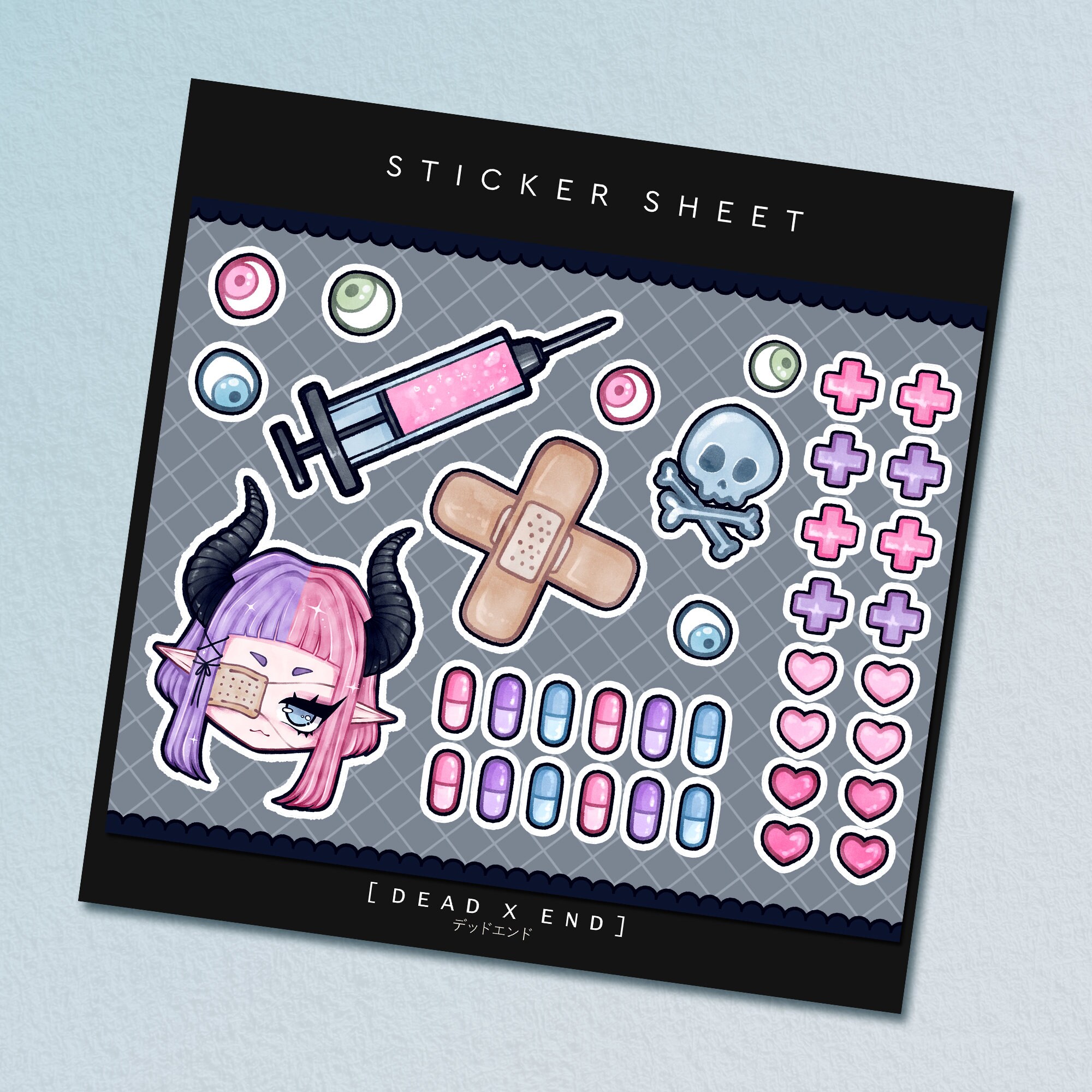 Vinyl Waterproof Anime Sickly Chibi Sticker Sheet | Yami Kawaii Demon ...