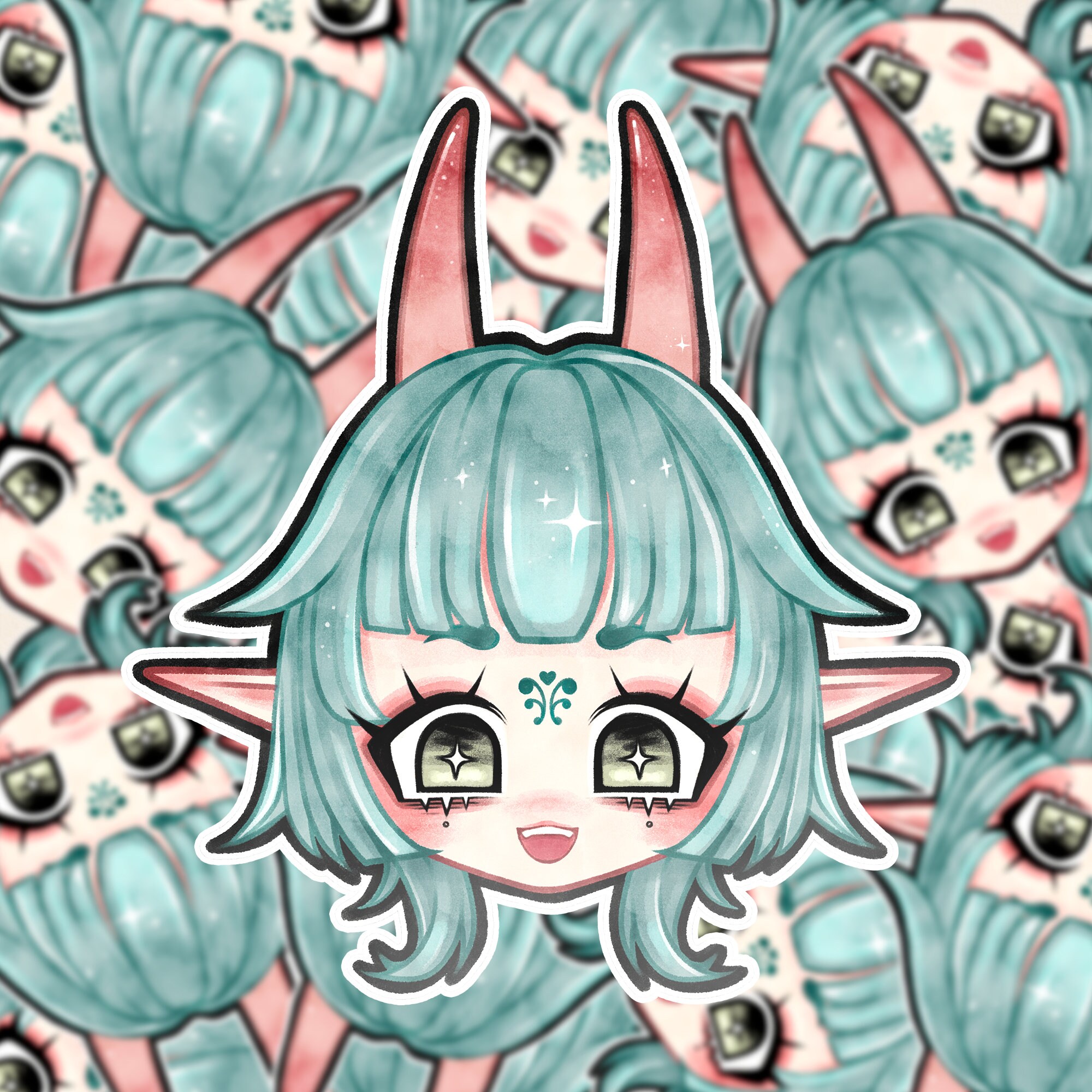 Vinyl Waterproof Anime Chibi Sticker Oni Kawaii Demon Japanese Demon ...