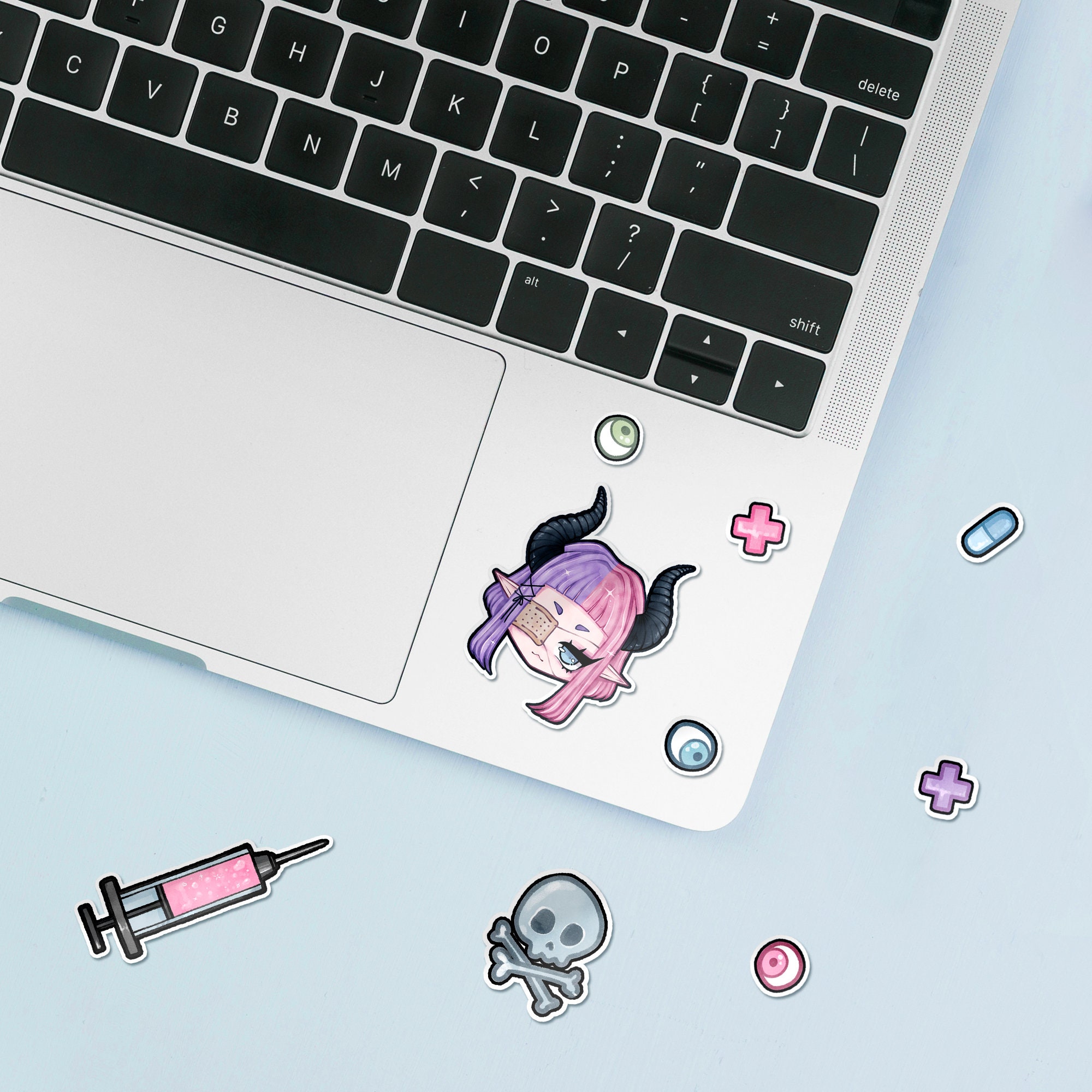 Vinyl Waterproof Anime Sickly Chibi Sticker Sheet | Yami Kawaii Demon ...