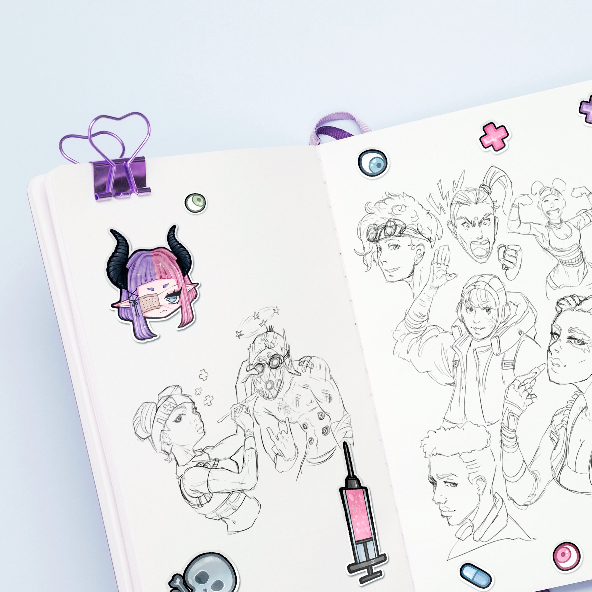 Vinyl Waterproof Anime Sickly Chibi Sticker Sheet | Yami Kawaii Demon ...