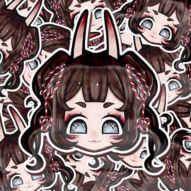 Vinyl Waterproof Anime Chibi Sticker Shrine Maiden Kawaii Demon ...