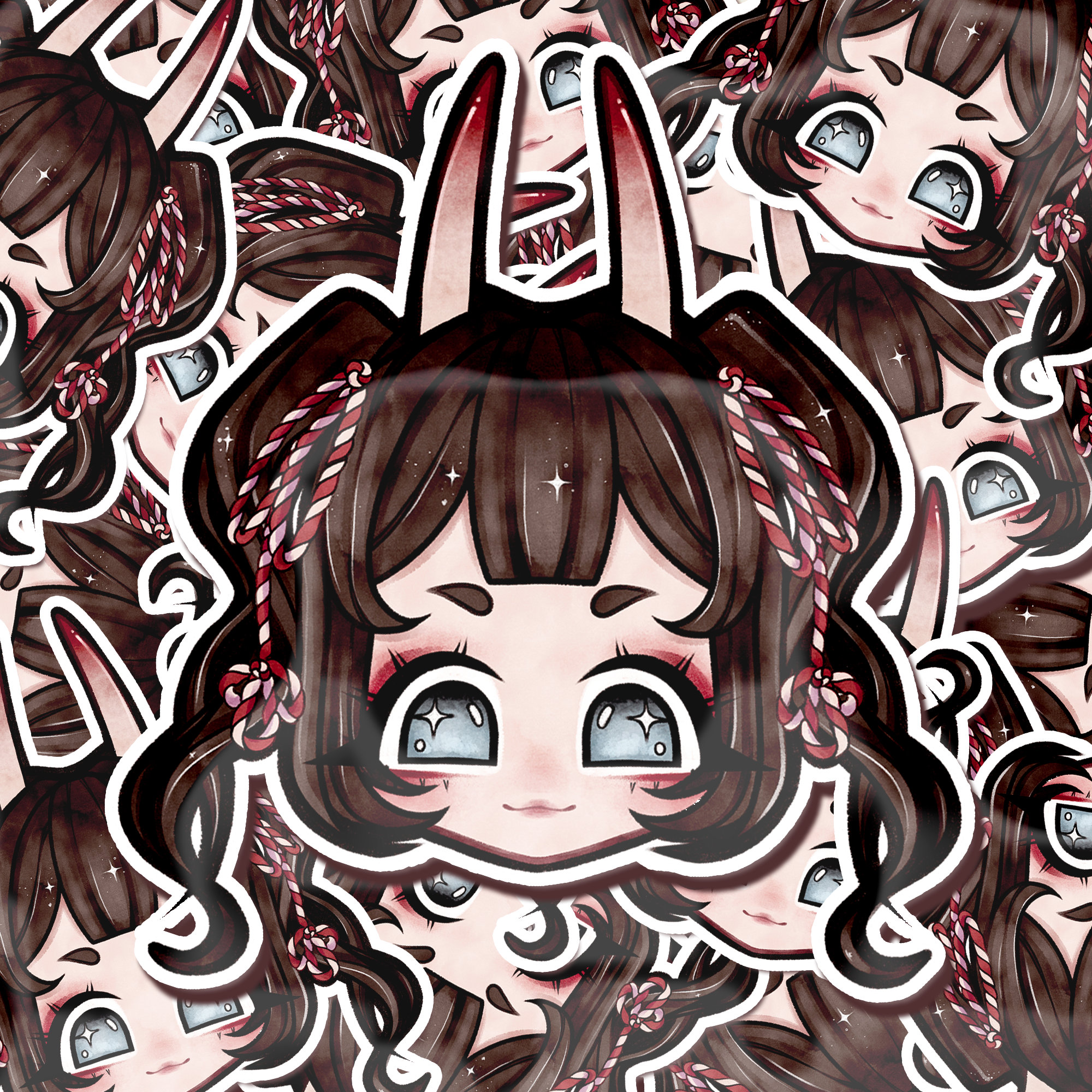 Vinyl Waterproof Anime Chibi Sticker Shrine Maiden Kawaii Demon ...