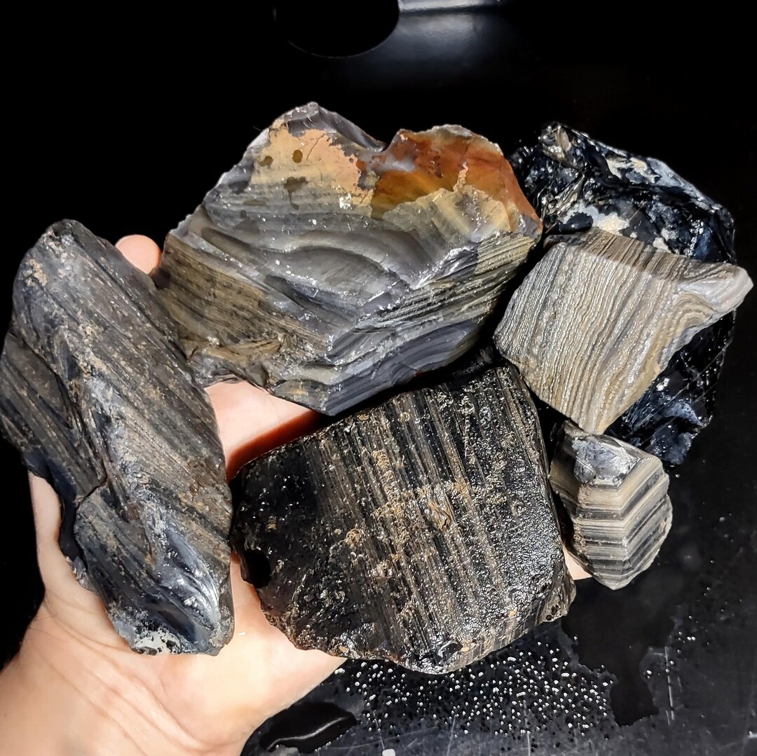 Striped Obsidian Group - Etsy