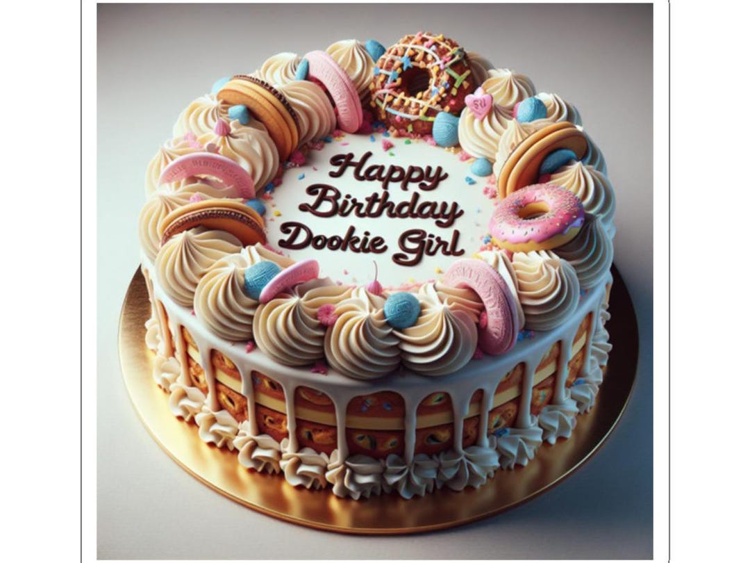 Kiss-cut Stickers, Hyper Realism Cake Happy Birthday Dookie Girl, High ...