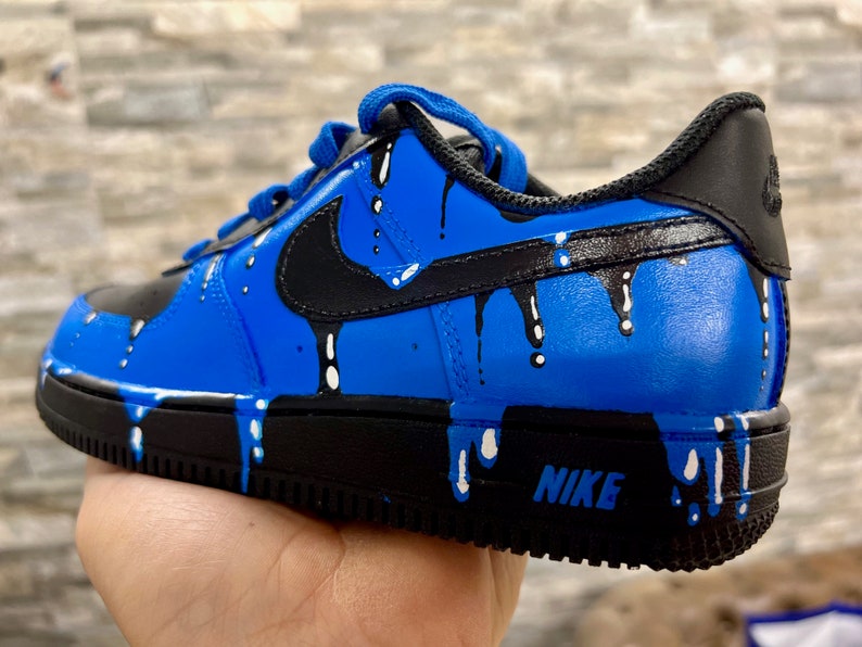 Customized AIR FORCE 1 Blue Drops Sneakers | Handpainted and Airbrushed ...