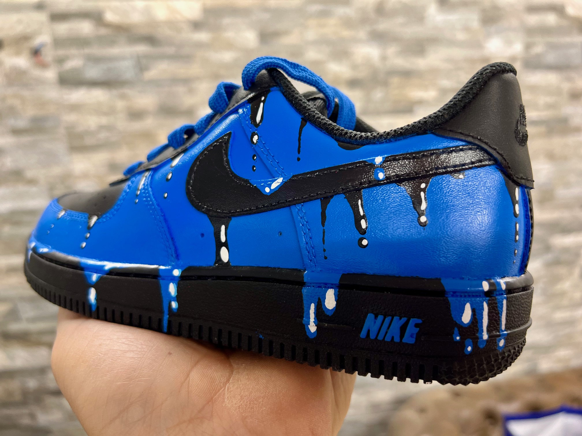 Customized AIR FORCE 1 Blue Drops Sneakers | Handpainted and Airbrushed ...