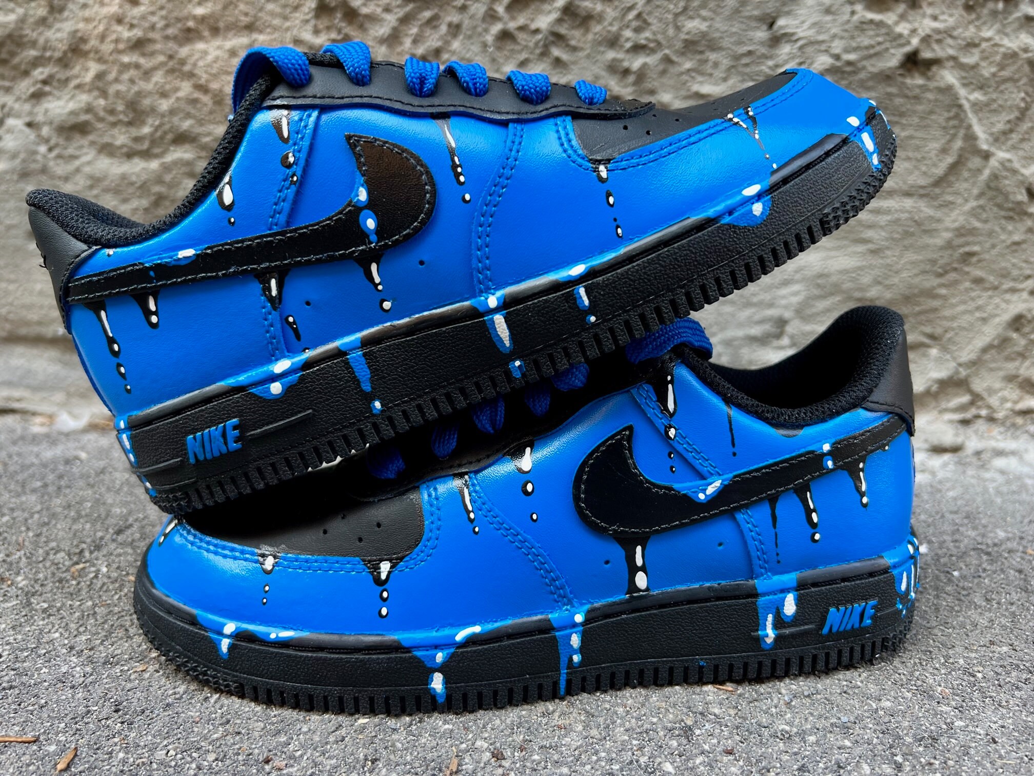 Customized AIR FORCE 1 Blue Drops Sneakers | Handpainted and Airbrushed ...