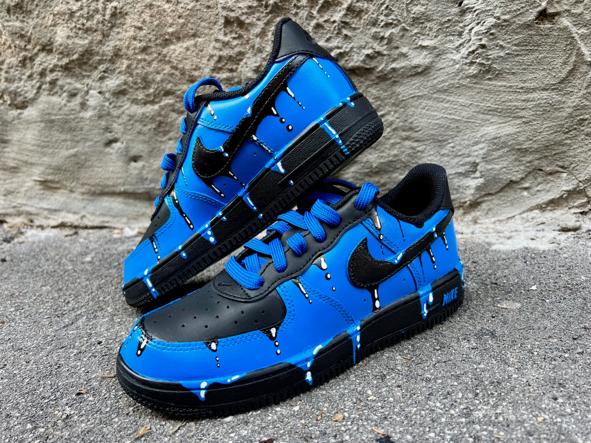 Customized AIR FORCE 1 Blue Drops Sneakers | Handpainted and Airbrushed ...