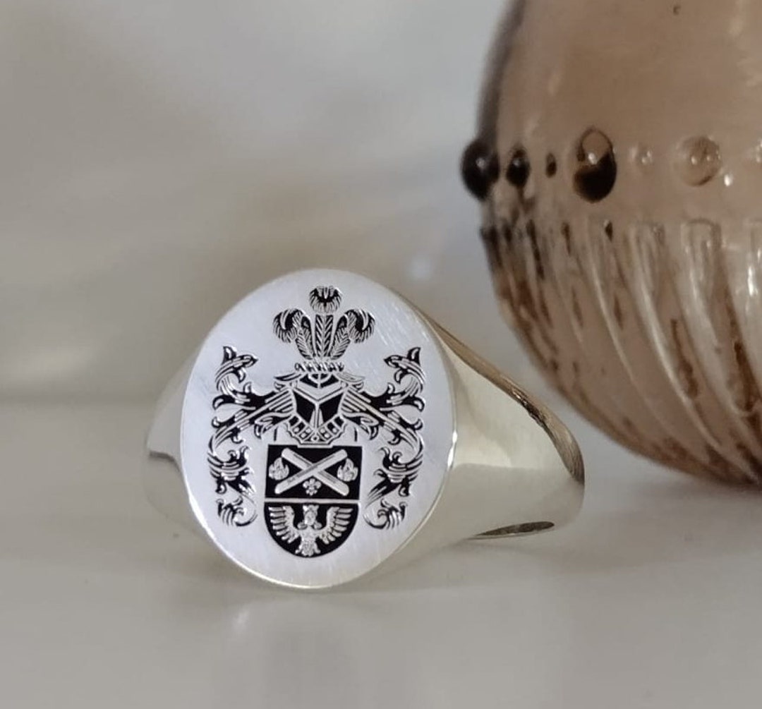 Family Crest Ring,signet Ring,coat of Arms,personalized Ring,silver ...
