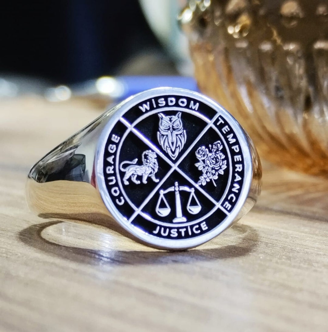 Stoic Ringsjustice Wisdom Temperance Courage Ringfamily Crest ...