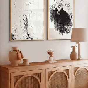 Set of 2 Modern Textured Prints, Geometric Art Print Set, Gallery Set ...