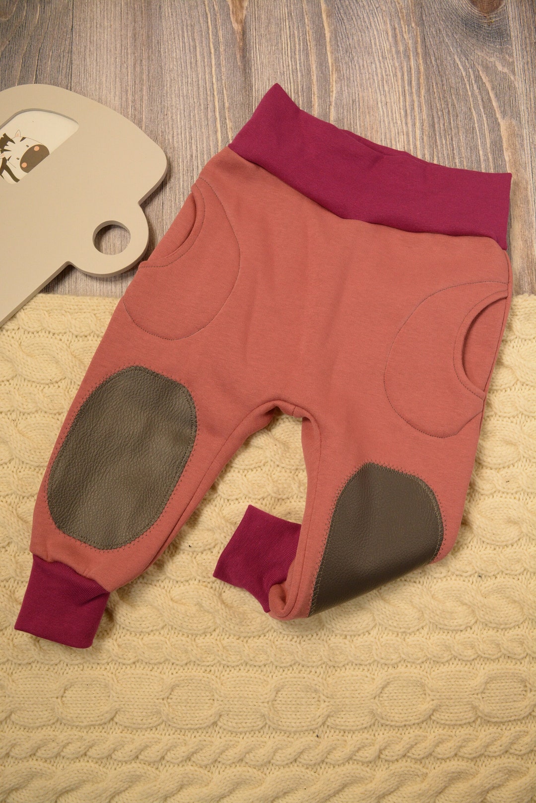 Cute Baby Pants, Crawling Pants With Knee Patch Size. 74, Pink, Pink ...