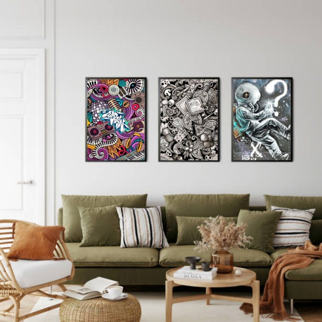 Set of 3, Street Art Print,graffiti Poster,street Pop Art,framed Print ...