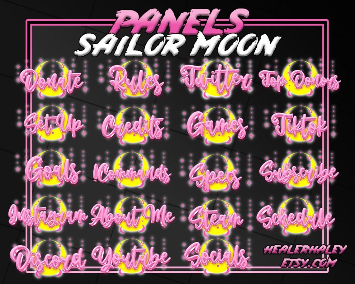 Sailor Moon Themed Simple Panels | 19 Panelstwitch - Etsy
