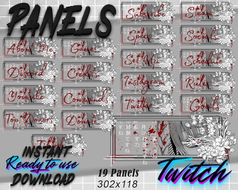 Anime Twitch Panels Black/red - Etsy