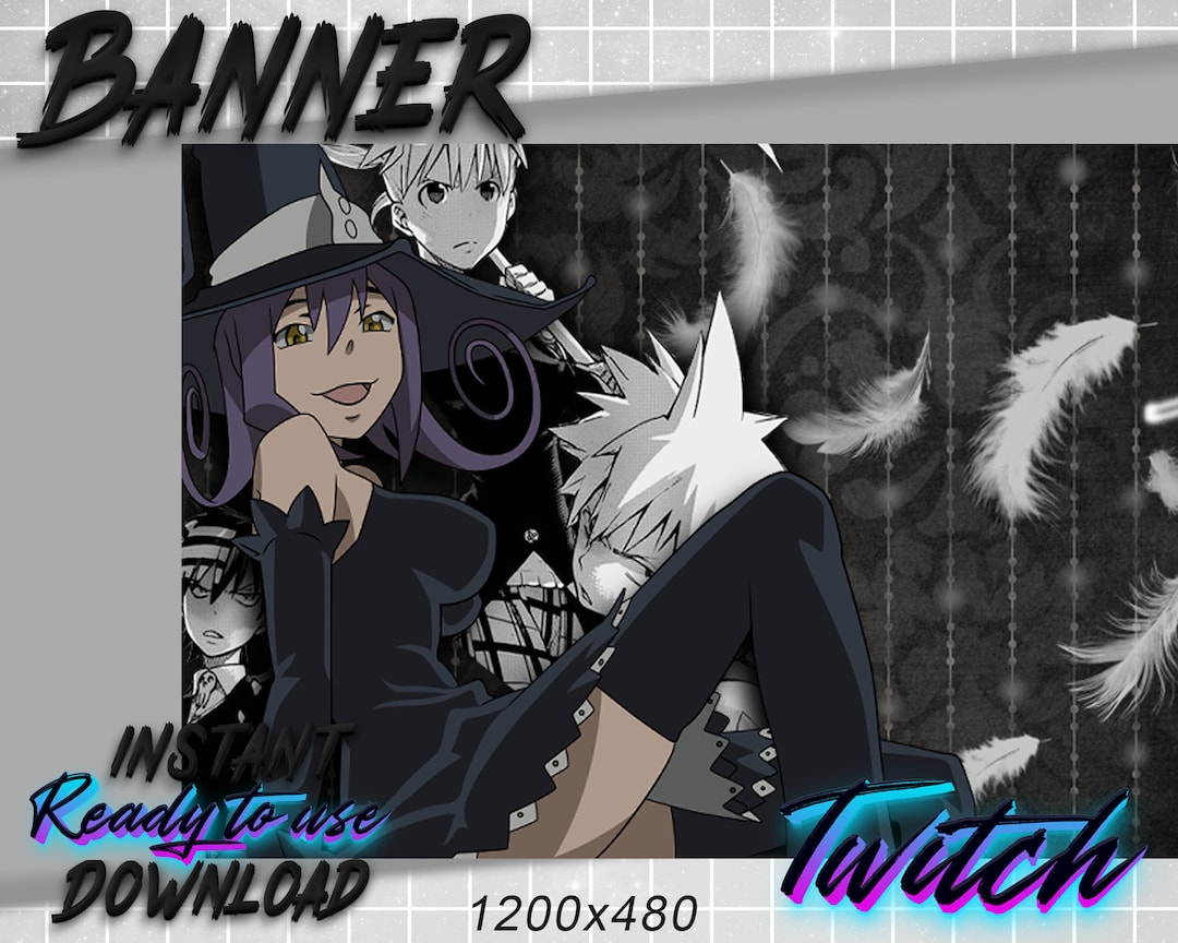 Anime Twitch Banner Blair Maka | Black Grey White - Etsy