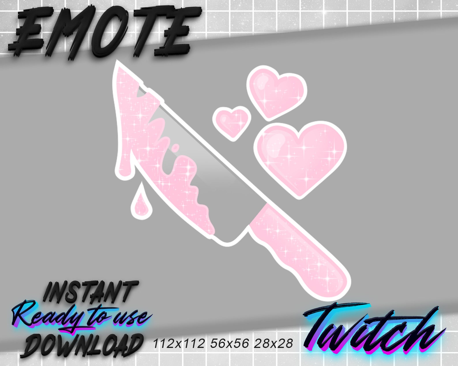 Pink Yandere Knife Emote Kill Them With Kindness Emote Pastel - Etsy