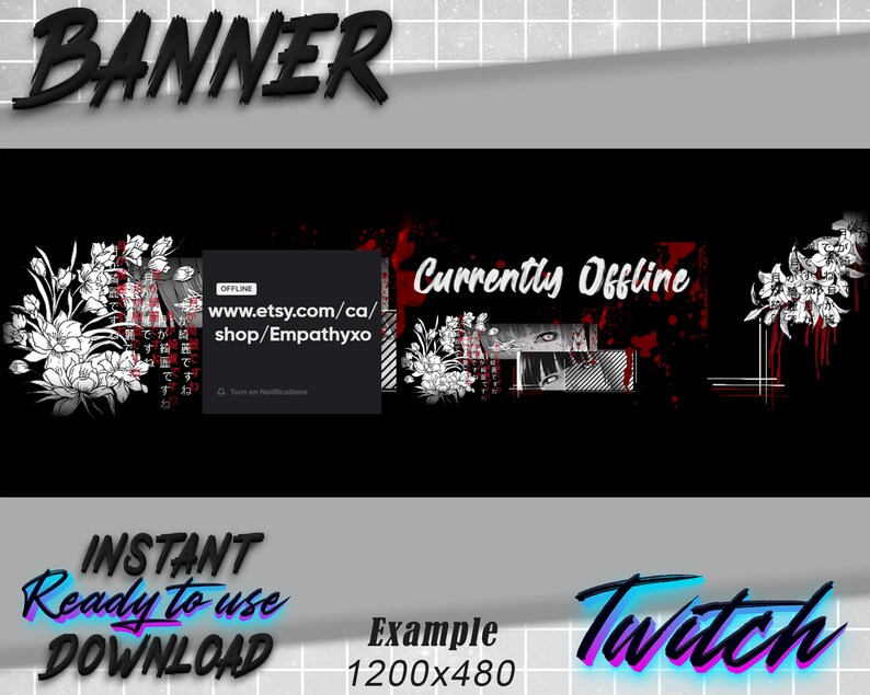 Anime Twitch Banner Black/red - Etsy