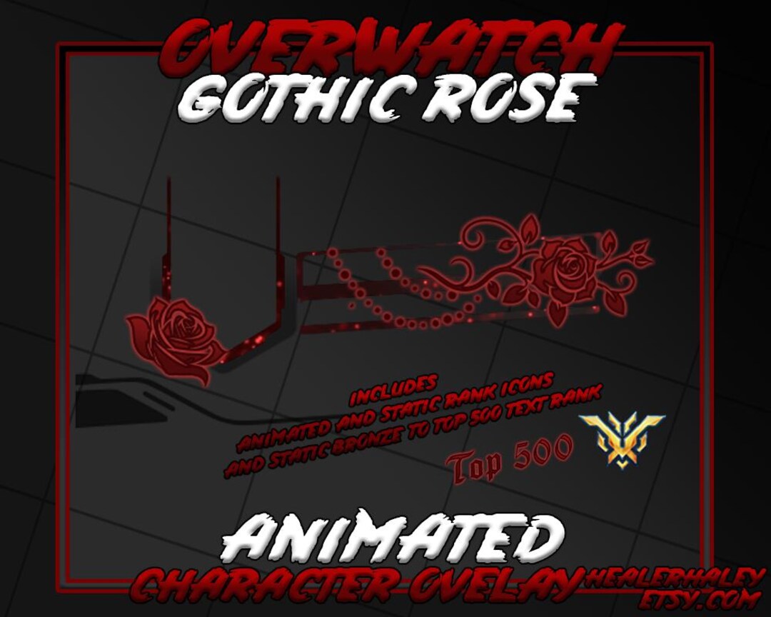 Animated Gothic Red Rose Character Overlay overwatch 2 - Etsy