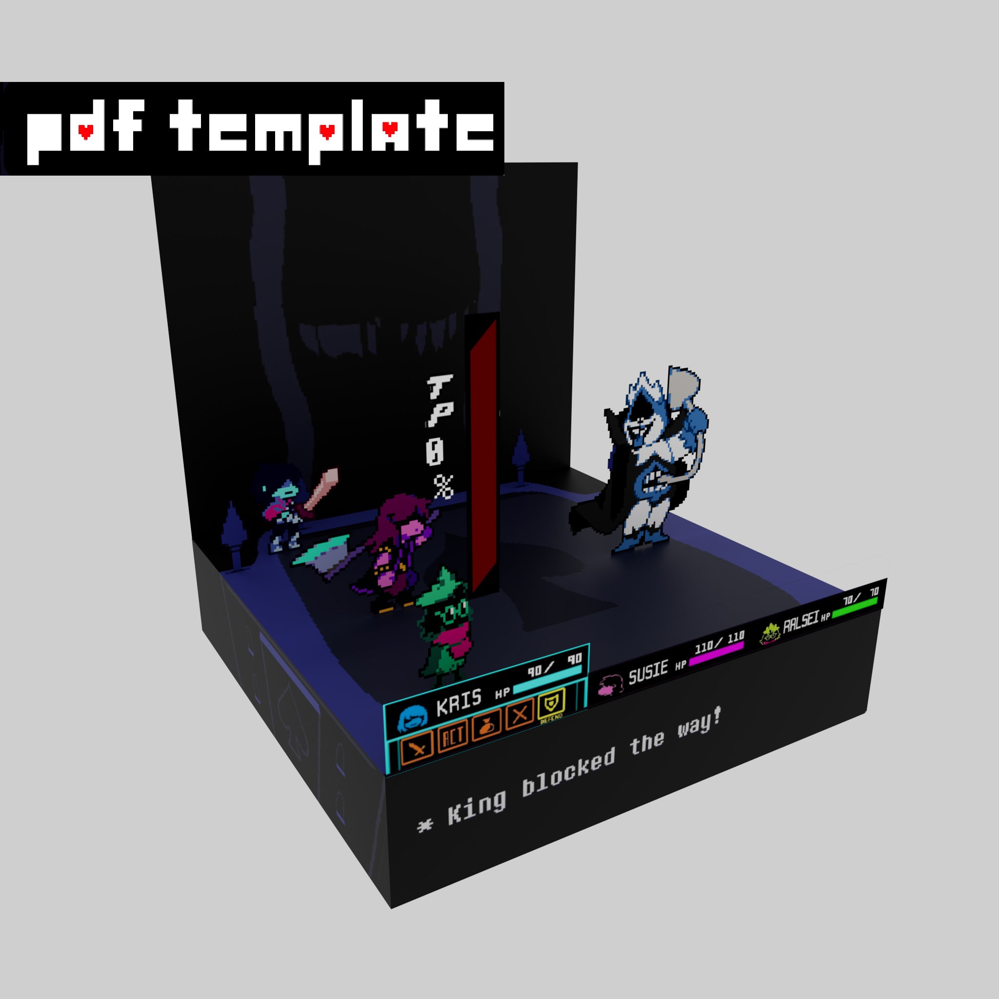 Deltarune King Fight Cube Diorama PDF Template - Etsy