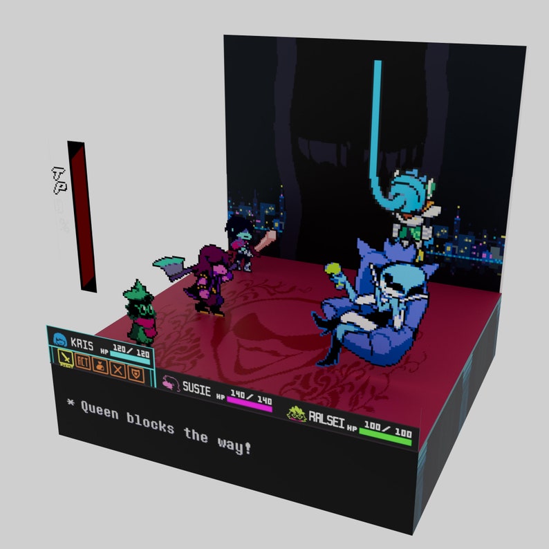 Deltarune Queen Fight Cube Diorama [PDF Template] - Etsy
