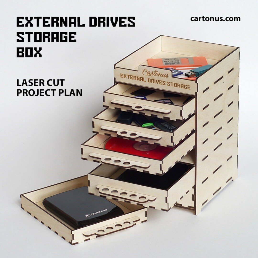 External Drives Storage Box. Laser Cut Plan. File SVG - Etsy
