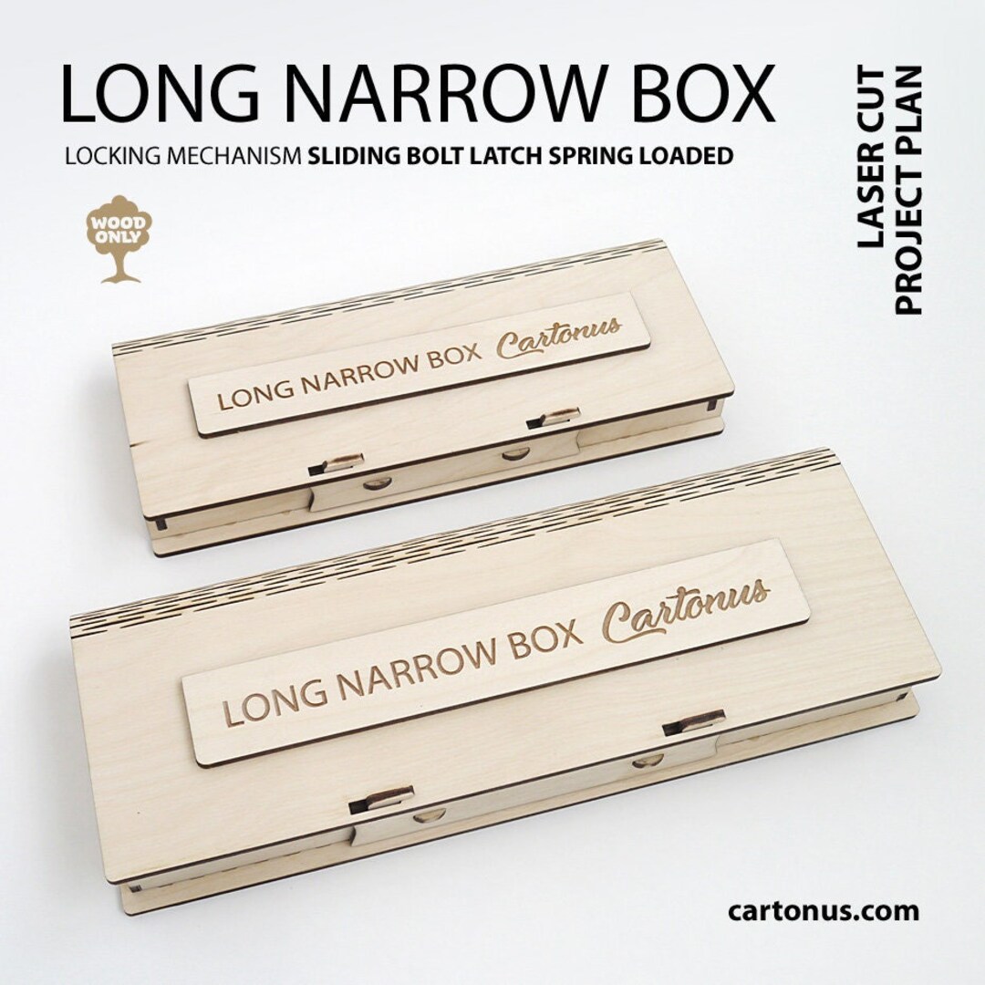 Long Narrow Box With Sliding Bolt Latch Spring Loaded. Laser Cut Plan ...