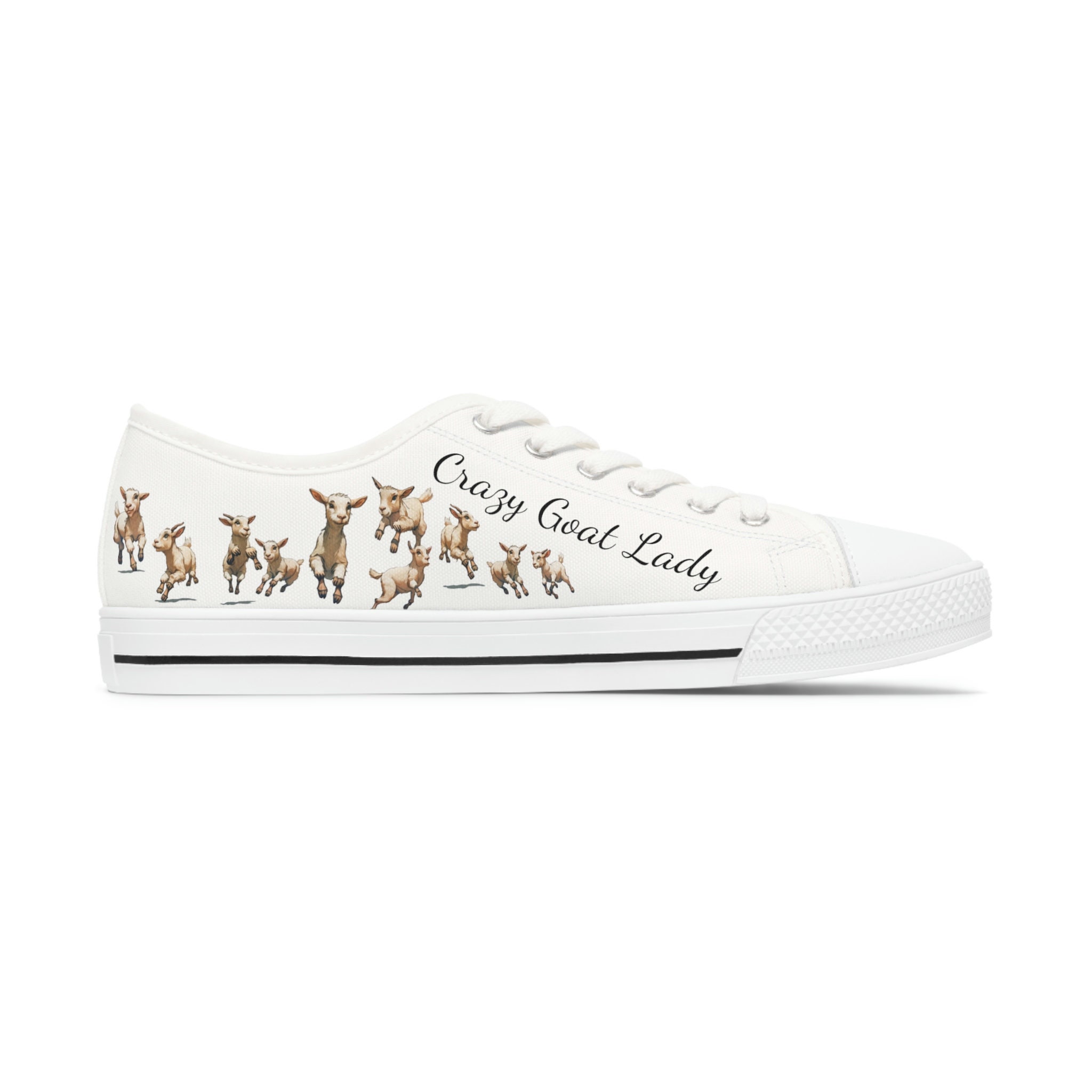 Crazy Goat Lady Women's Low Top Sneakers, Hippie Shoes, Women Clothing ...