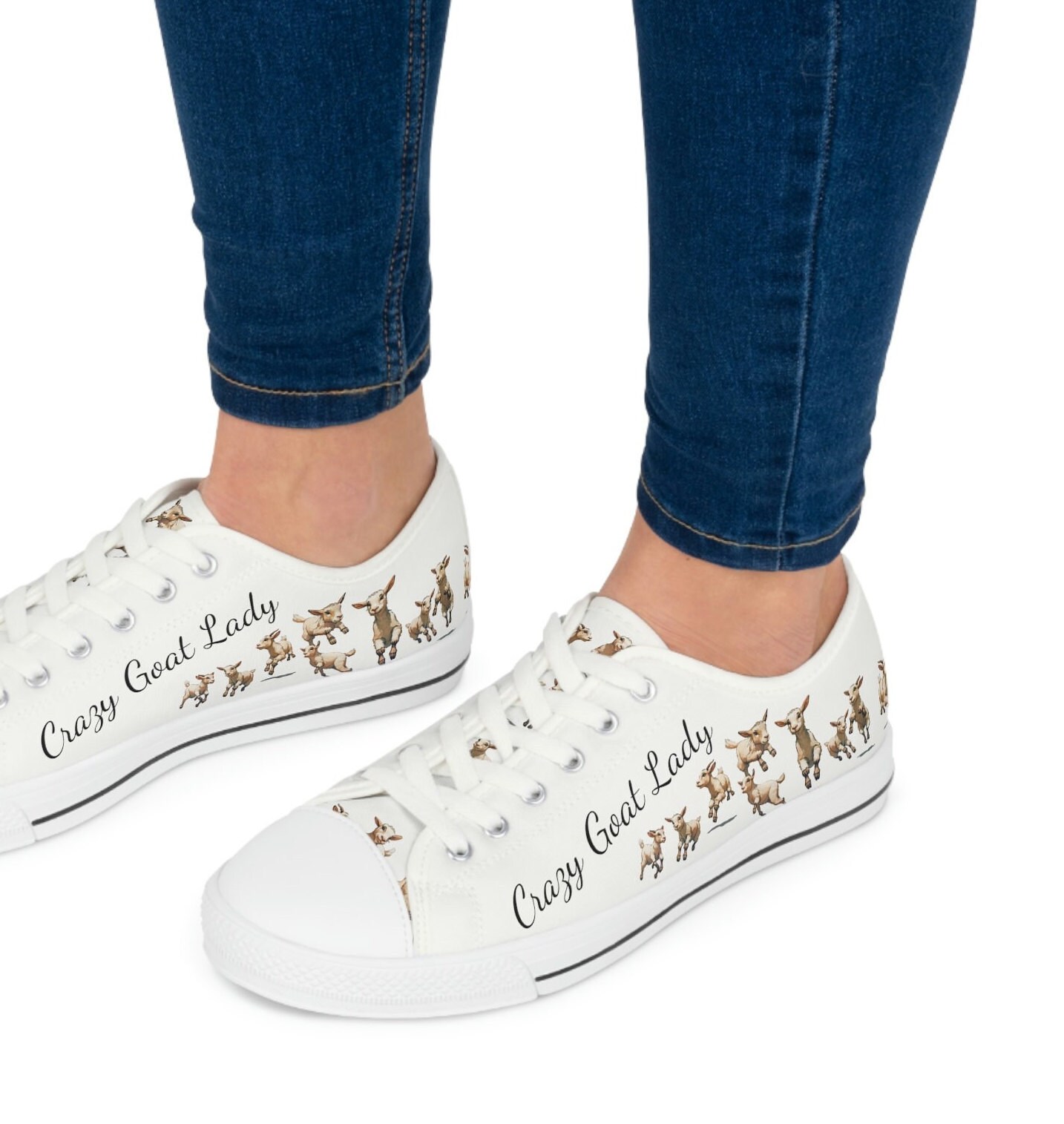 Crazy Goat Lady Women's Low Top Sneakers, Hippie Shoes, Women Clothing ...