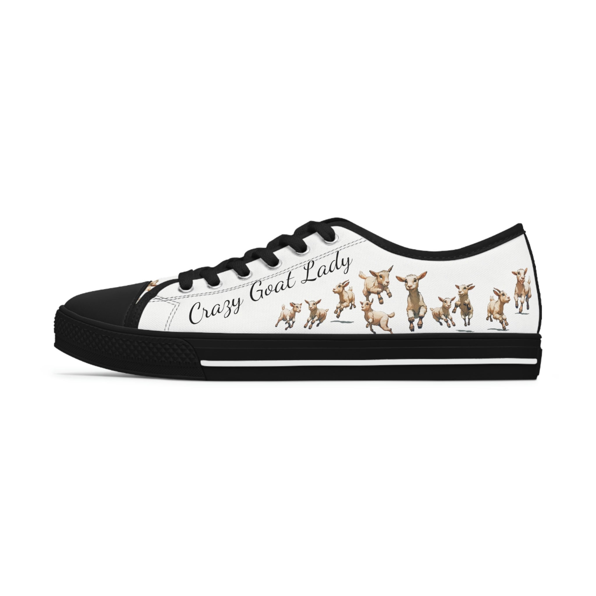 Crazy Goat Lady Women's Low Top Sneakers, Hippie Shoes, Women Clothing ...
