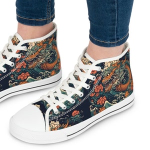 Wabori Dragon Tattoo Women's High Top Sneakers Gift for Her Goblincore ...