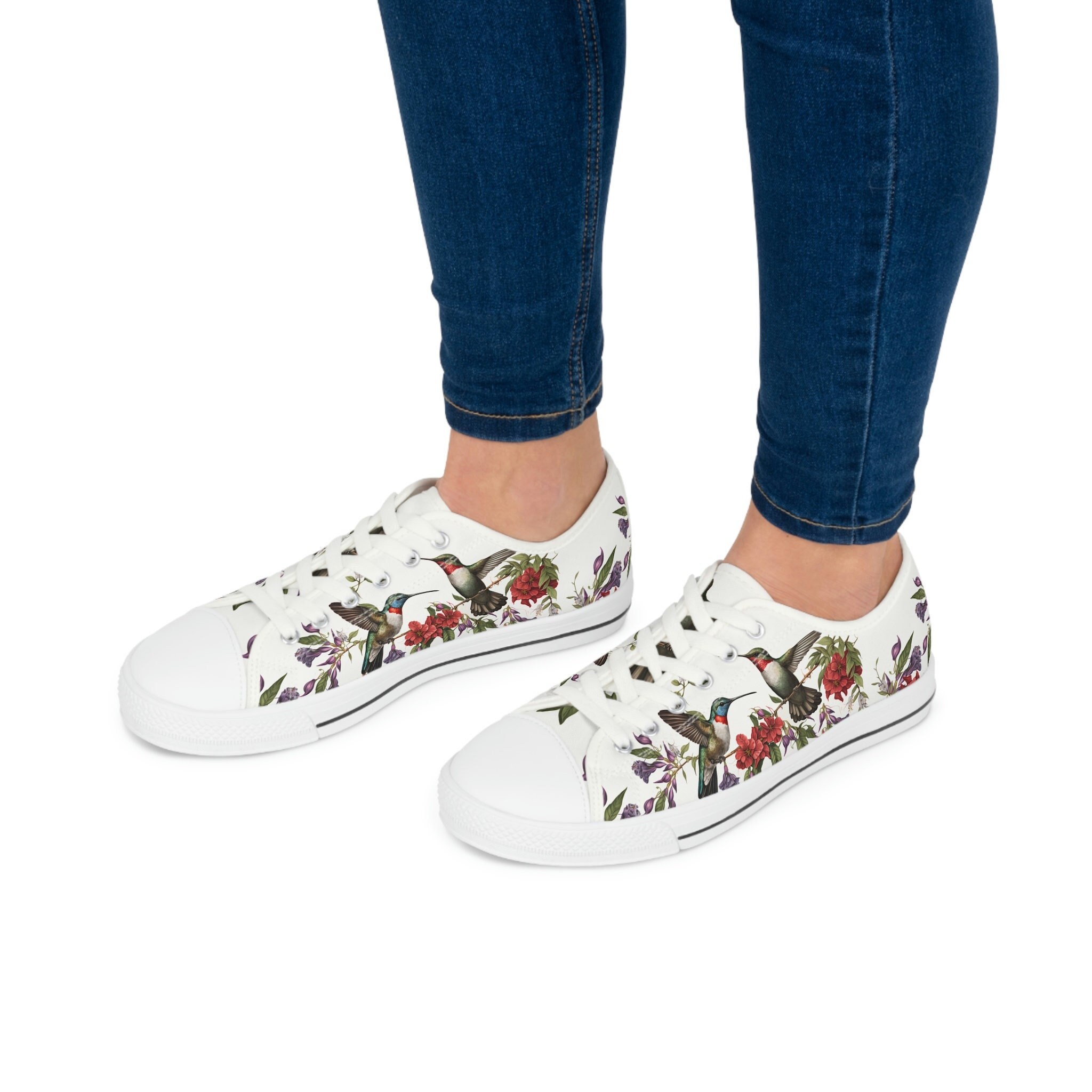 Hummingbird and Flowers Women's Low Top Sneakers Spring - Etsy