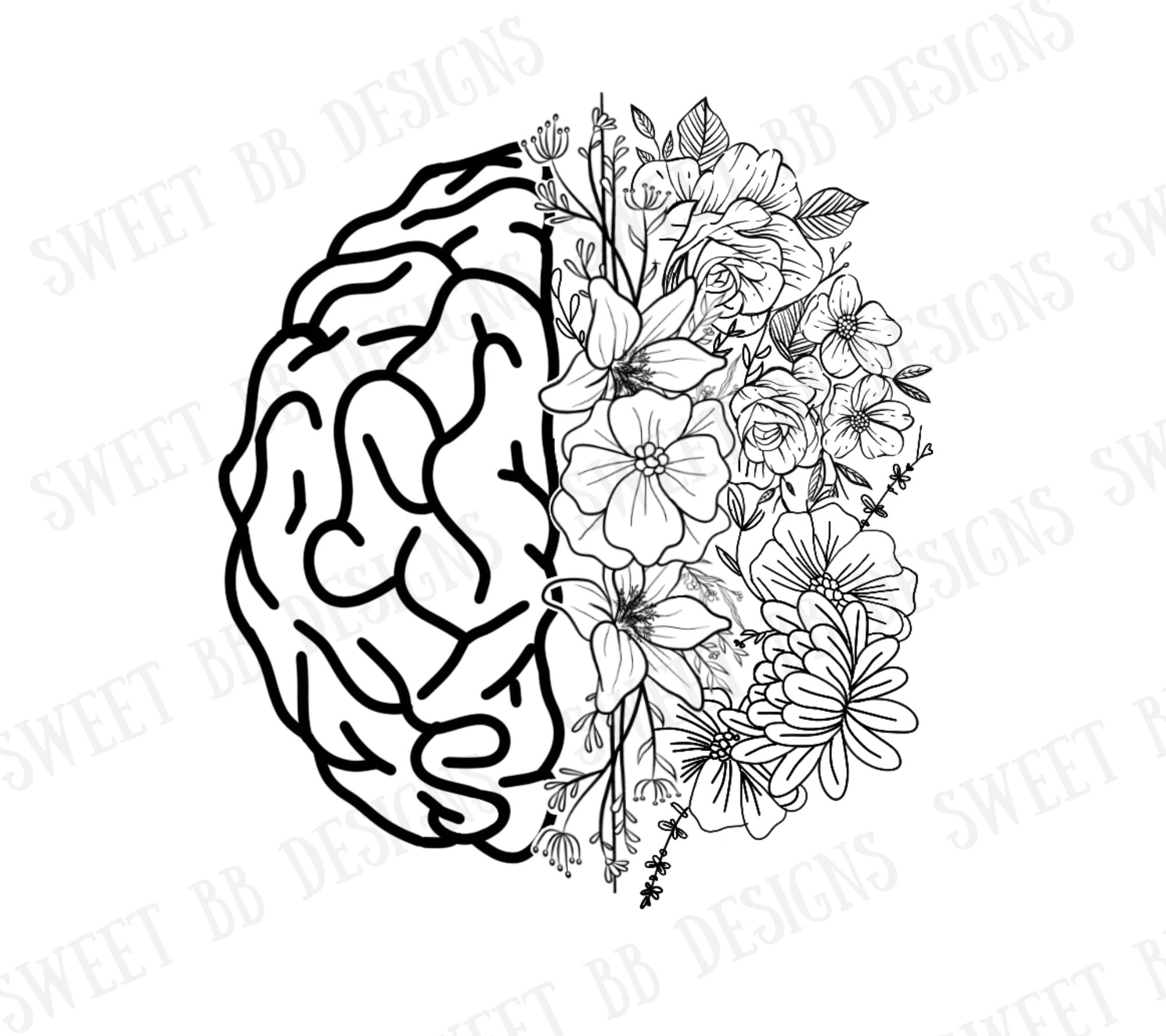 Mental Health Matters-brain Floral Design- Png-jpeg-pdf-digital ... Mental Health Matters-brain Floral Design- Png-jpeg-pdf-digital ...
