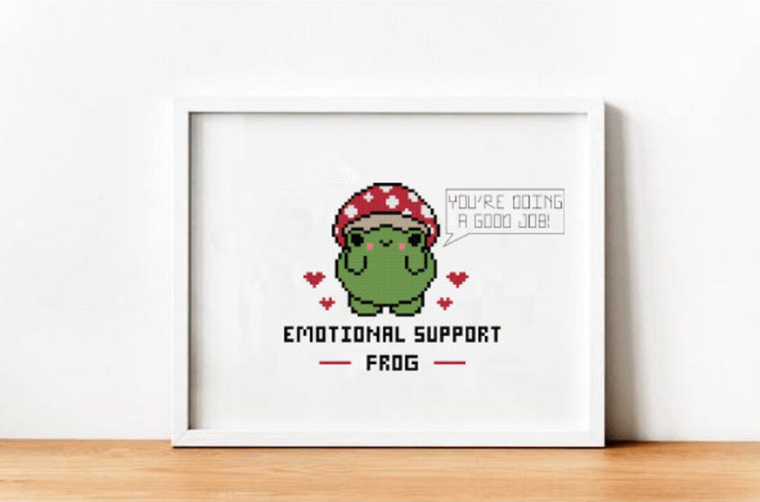 Emotional Support Frog Cross Stitch Pattern PDF, Handcraft Present ...