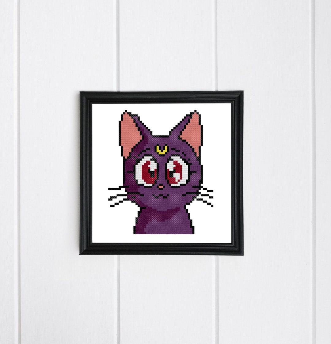 Luna From Sailor Moon Cross Stitch Pattern PDF, Anime Wall Sign, Easy ...