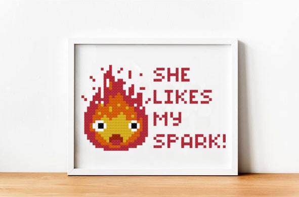 Calcifer From Howl's Moving Castle Embroidery Pattern, Studio Ghibli ...