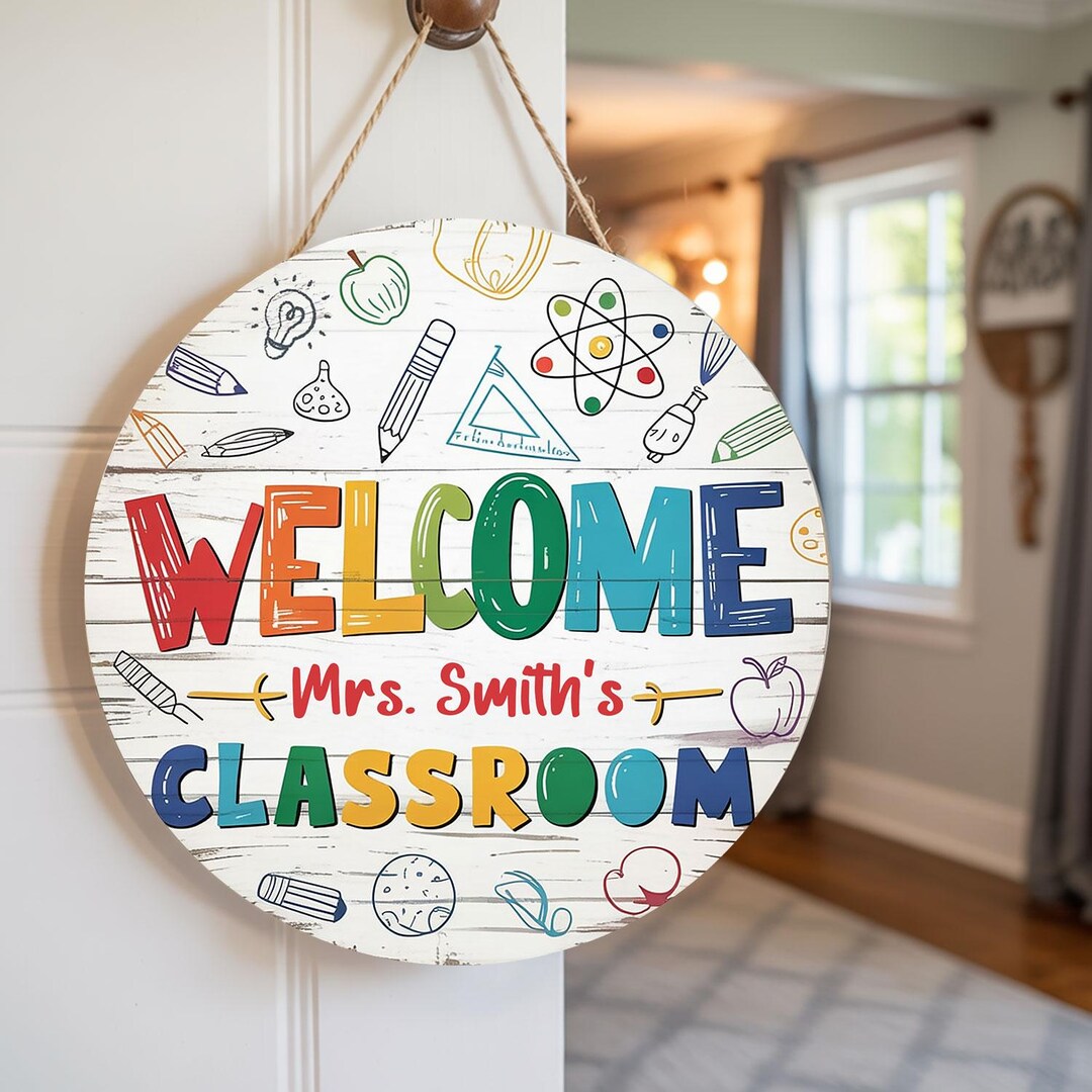 Personalized 3D Rainbow Classroom Teacher Name Sign, Custom Welcome ...