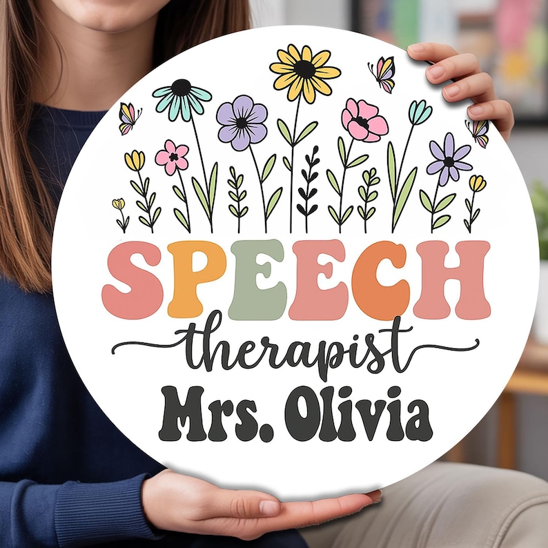 Speech Therapist Personalized Sign, Speech Pathologist Door Hanger ...