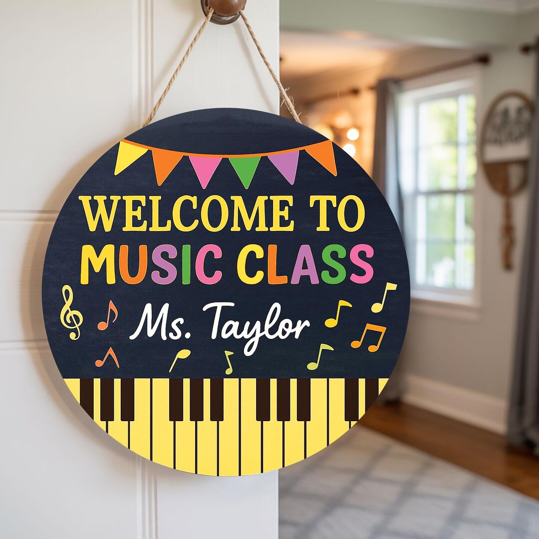 Custom Welcome to Music Class Door Sign, Personalized Teacher Door ...