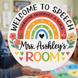 Personalized 3D Rainbow Teacher Door Sign, Speech Language Pathologist ...