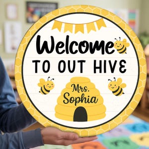 Custom Bee Hive Teacher Door Hanger, Custom Bee Hive Teacher Door Signs ...