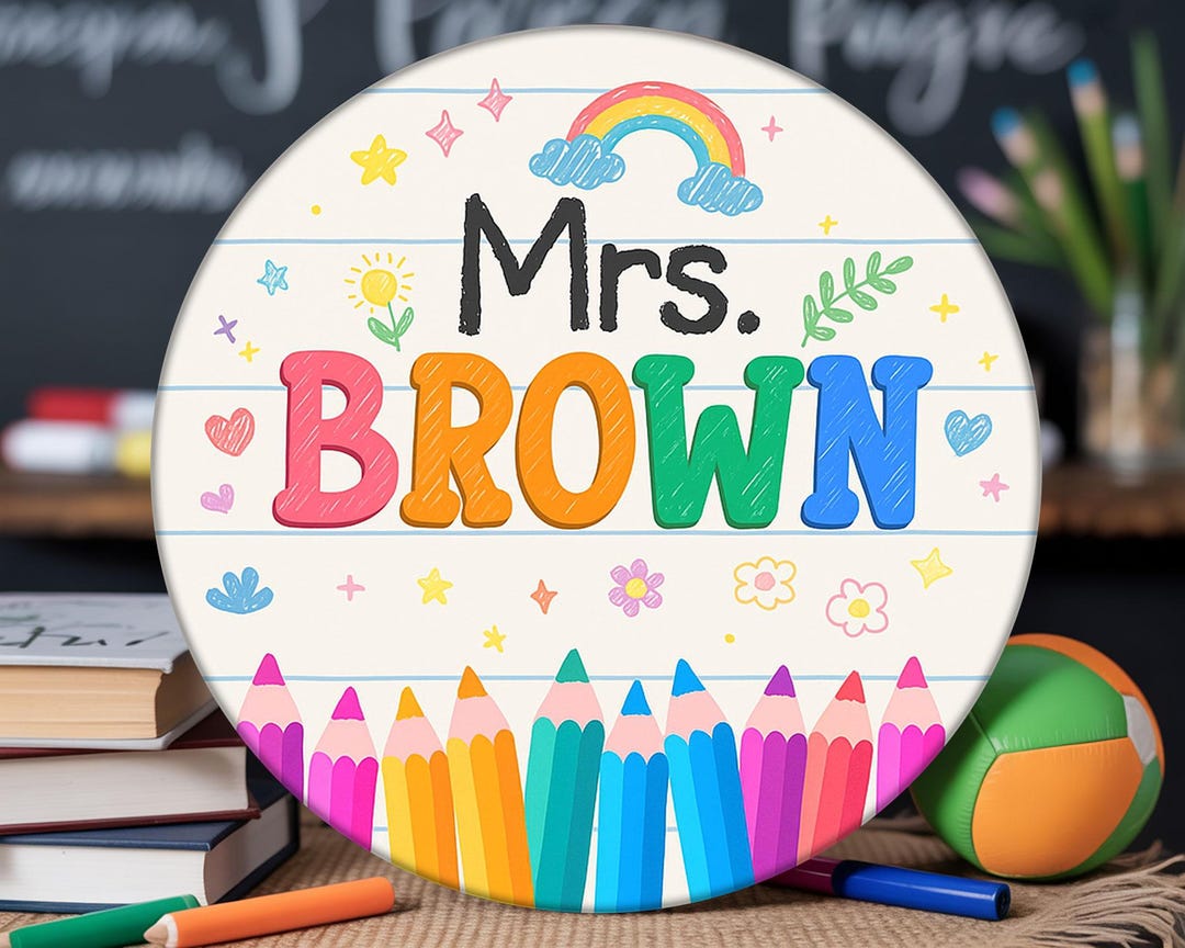 Custom Colorful 3D Teacher Sign, Personalized Teacher Door Hanger, Back ...