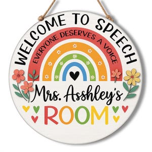 Personalized 3D Rainbow Teacher Door Sign, Speech Language Pathologist ...