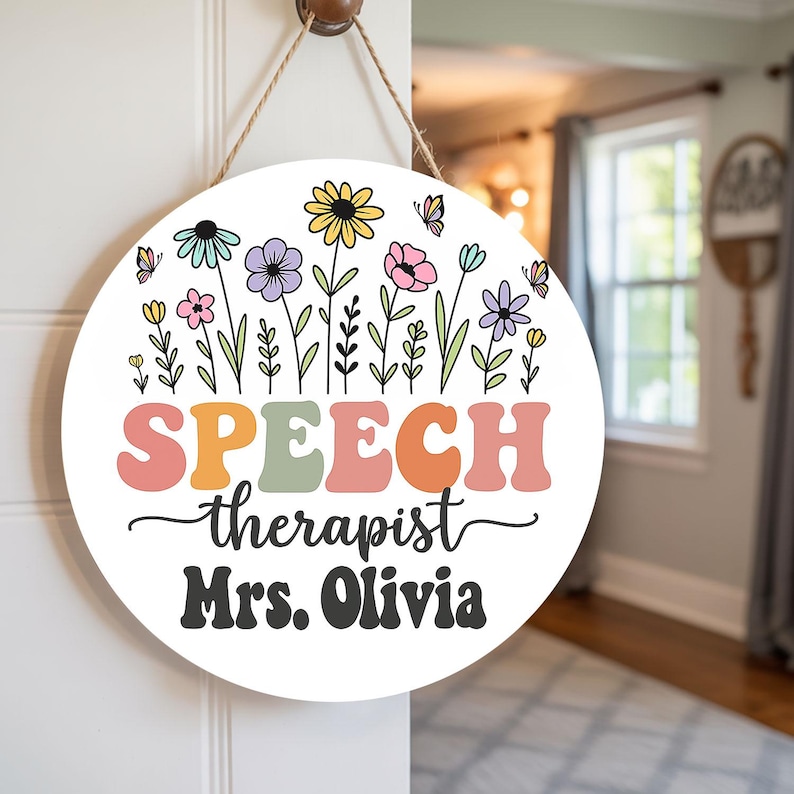 Speech Therapist Personalized Sign, Speech Pathologist Door Hanger ...