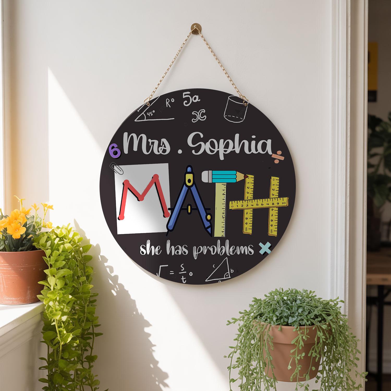 Custom Math Teacher Door Sign, Personalized Classroom Door Hanger, Back ...