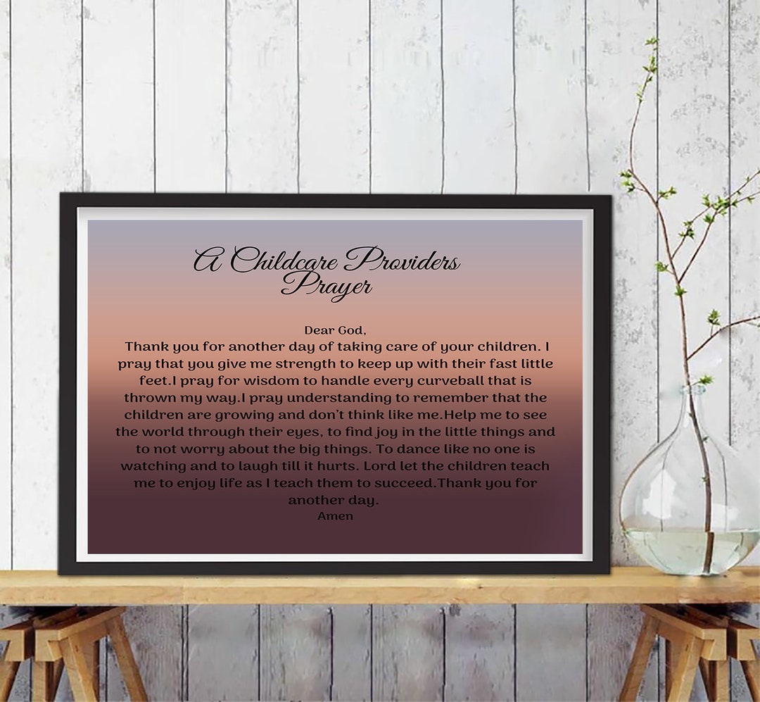 A Childcare Provider Prayer Dear God Poster Meaningful Prayer From A ...