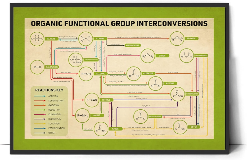 Organic Functional Group Interconversions Poster Chemistry Concept Map ...
