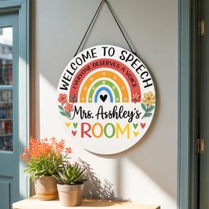 Personalized 3D Rainbow Teacher Door Sign, Speech Language Pathologist ...