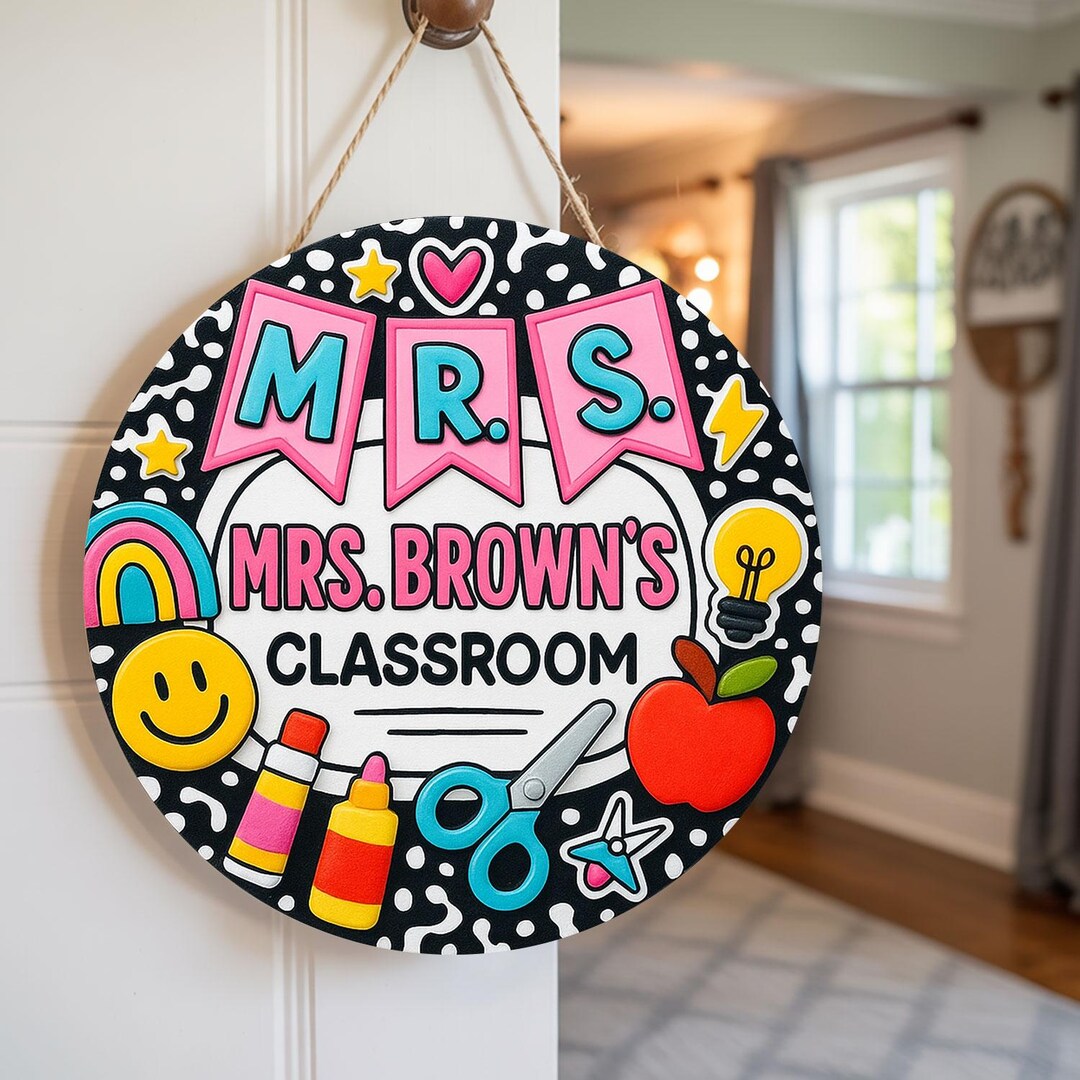 Custom Teacher Name Door Sign, Leopard Teacher Name Sign, Teacher ...